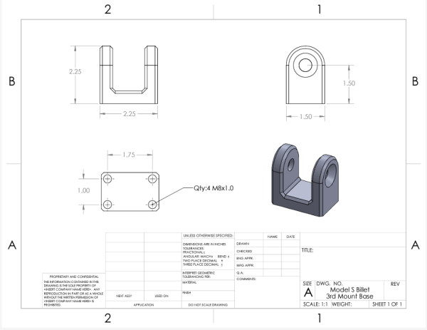 EV West - EV West Universal Universal 3rd Motor Mount for Tesla Rear SDU...